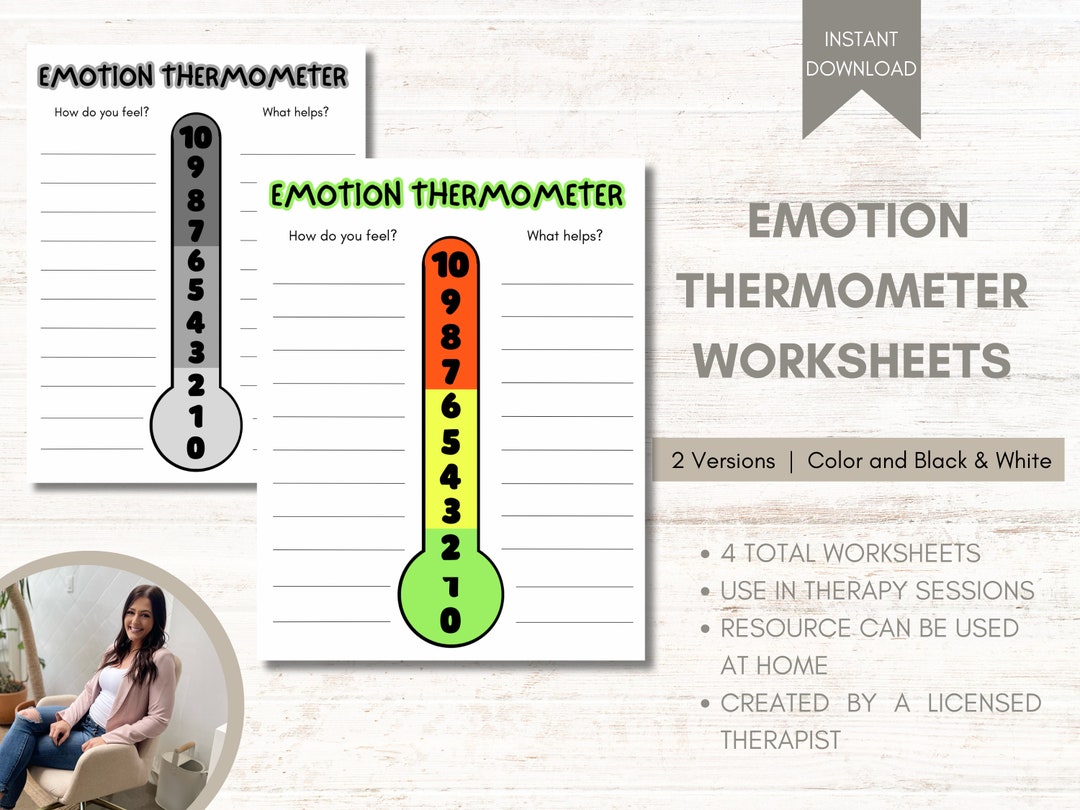 Kids Emotion Thermometer Kids Therapy Worksheet Kids Coping Skills ...
