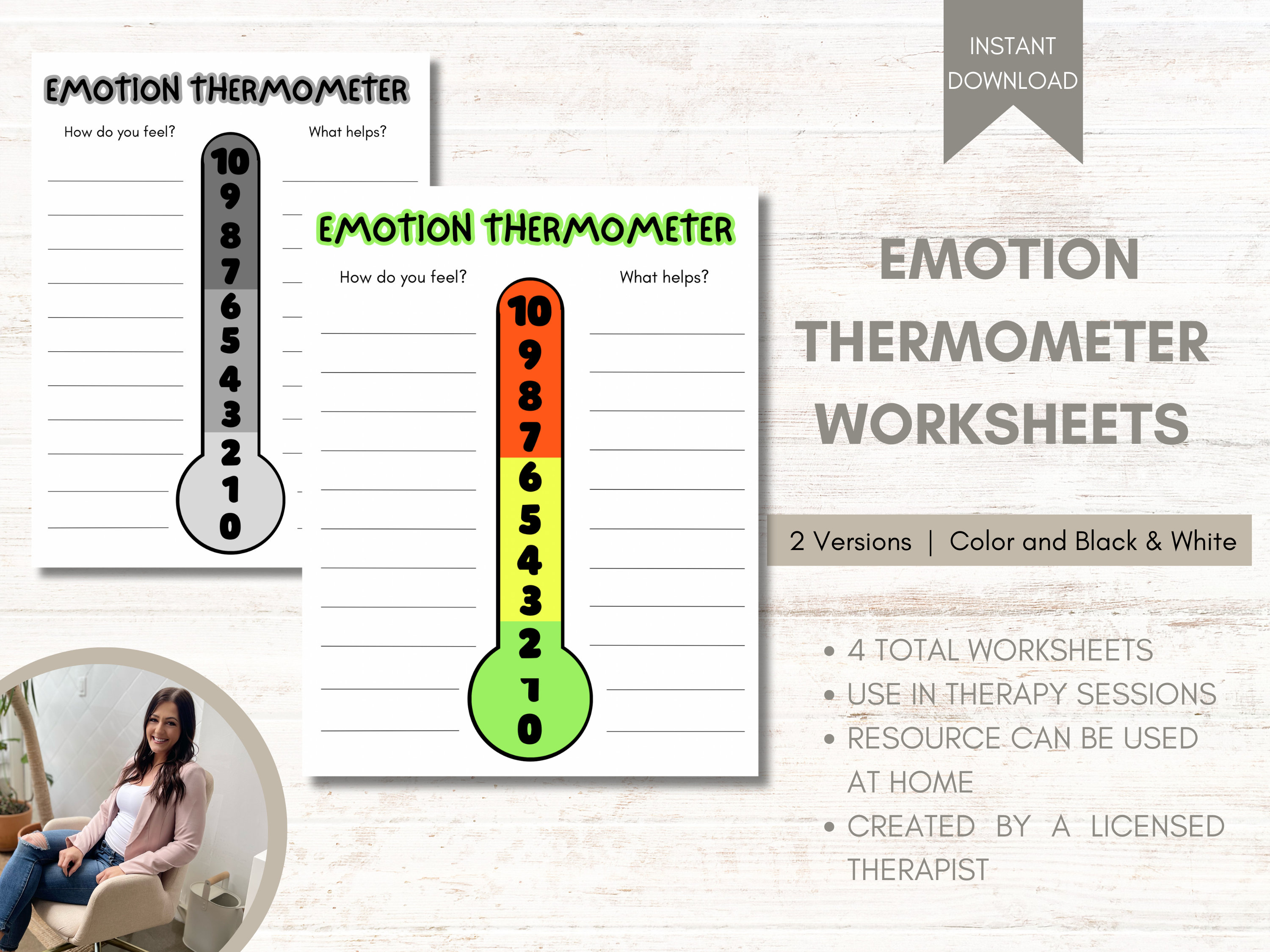 Kids Emotion Thermometer Kids Therapy Worksheet Kids Coping Skills ...