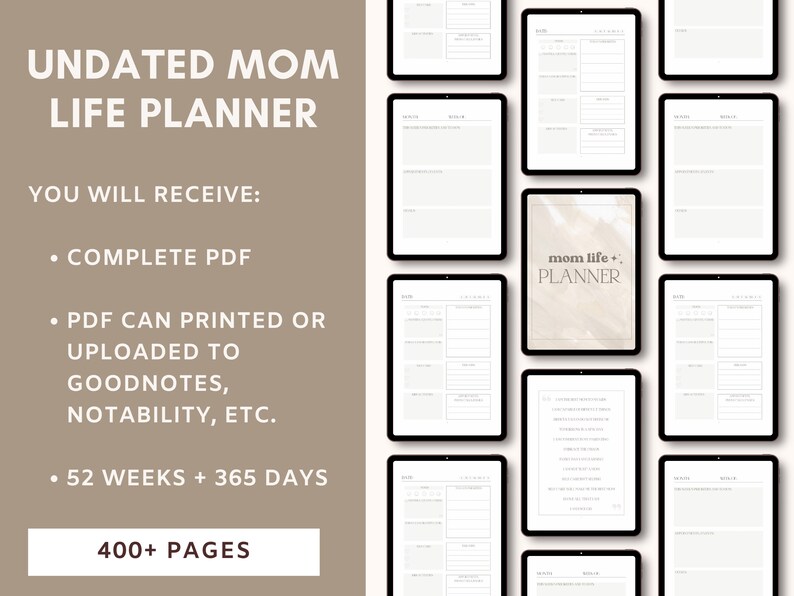 Mom Life Planner Busy Mom Planner Undated Planner Weekly and Daily ...
