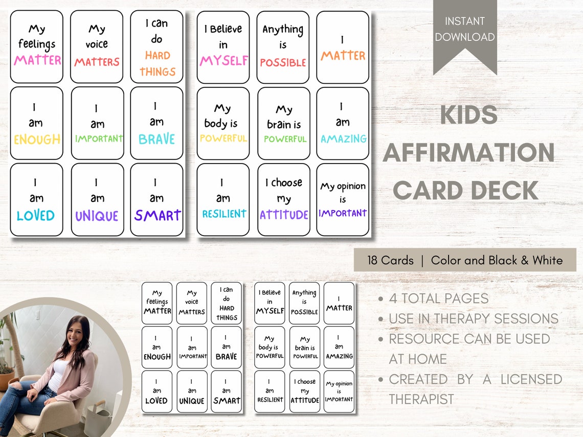Kids Affirmation Cards Emotion Cards Toddler Kid Emotion Regulation Kid ...
