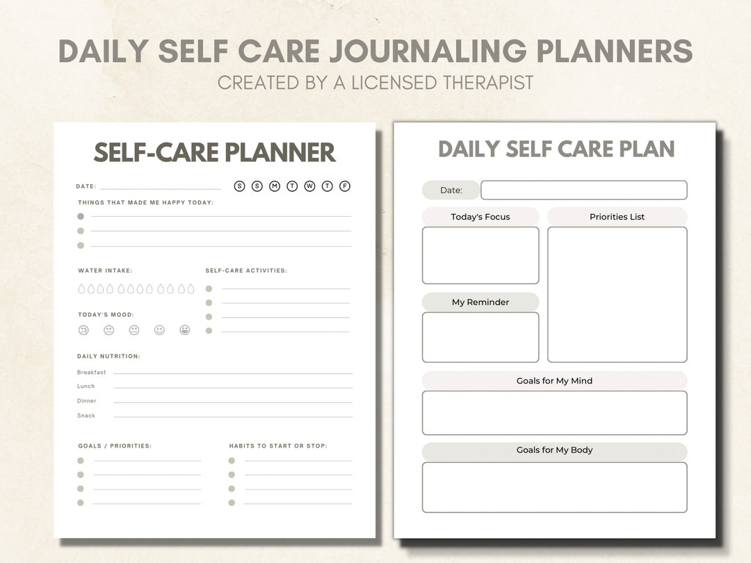 Self Care Daily Tracker Daily Self Care Planner Self Care Journal ...