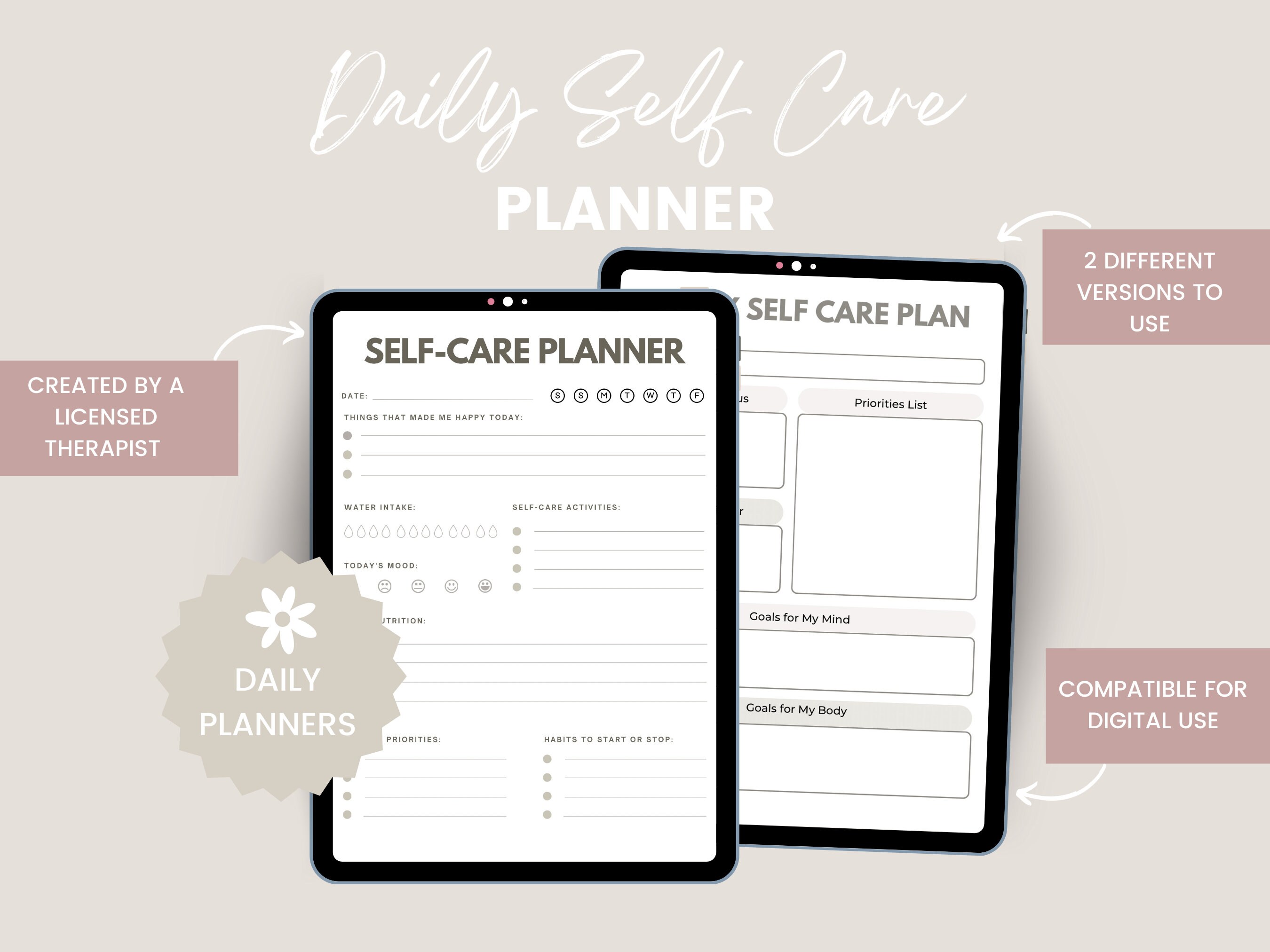Daily Self Care Planner Self Care Journal Mental Health Journal Daily ...