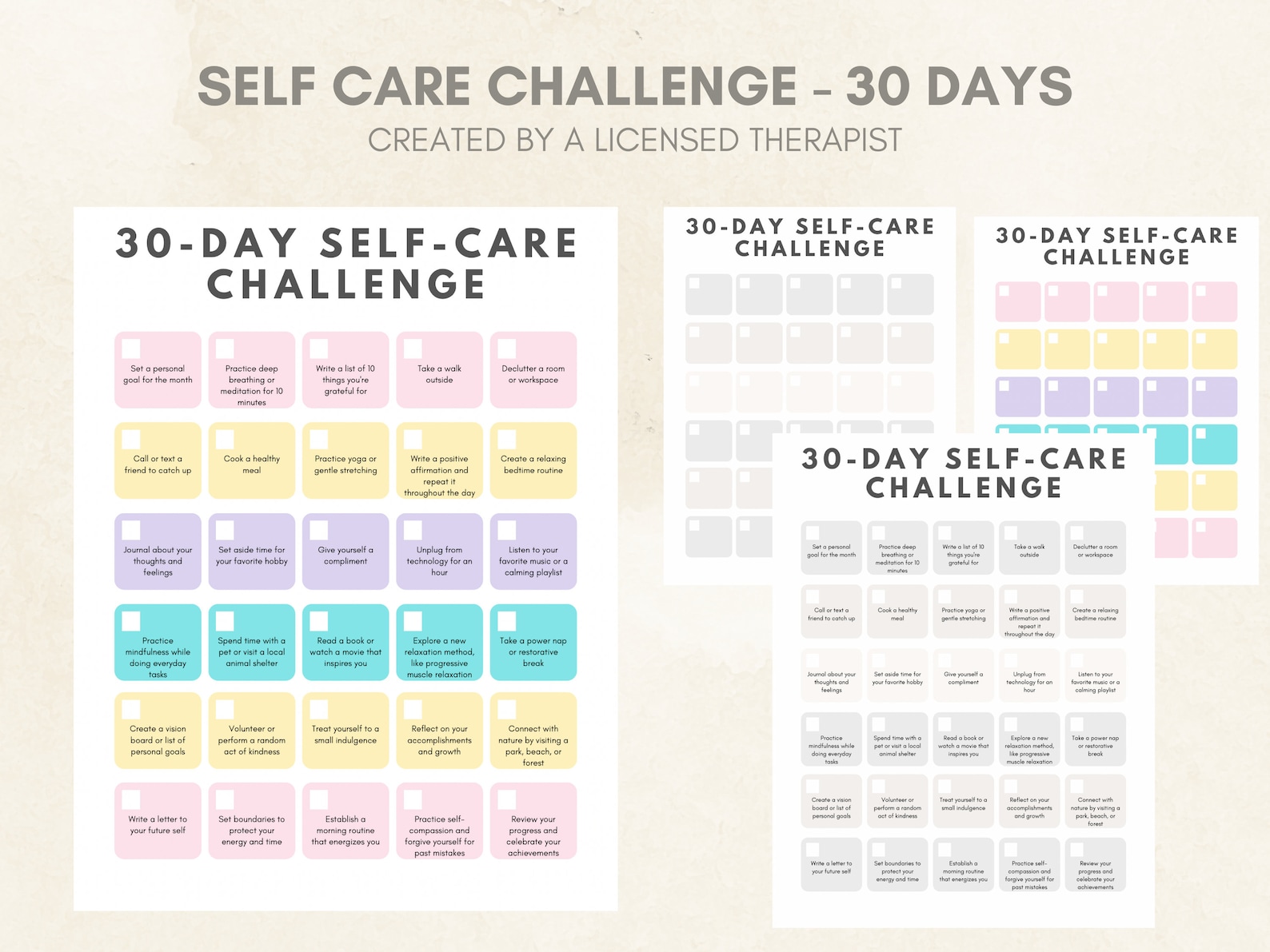 30 Day Self Care Challenge Self Care Daily Worksheet Self Care Busy Mom ...