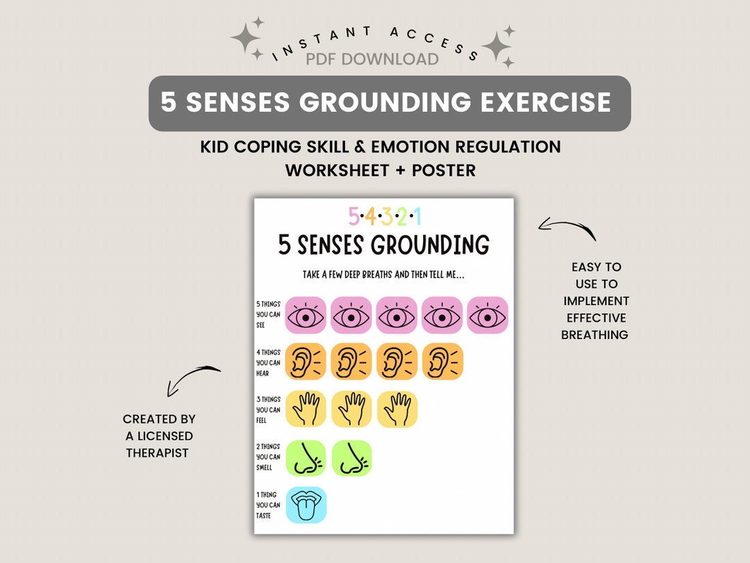Kid Grounding Exercises Therapist Grounding Exercise Worksheet Kid ...