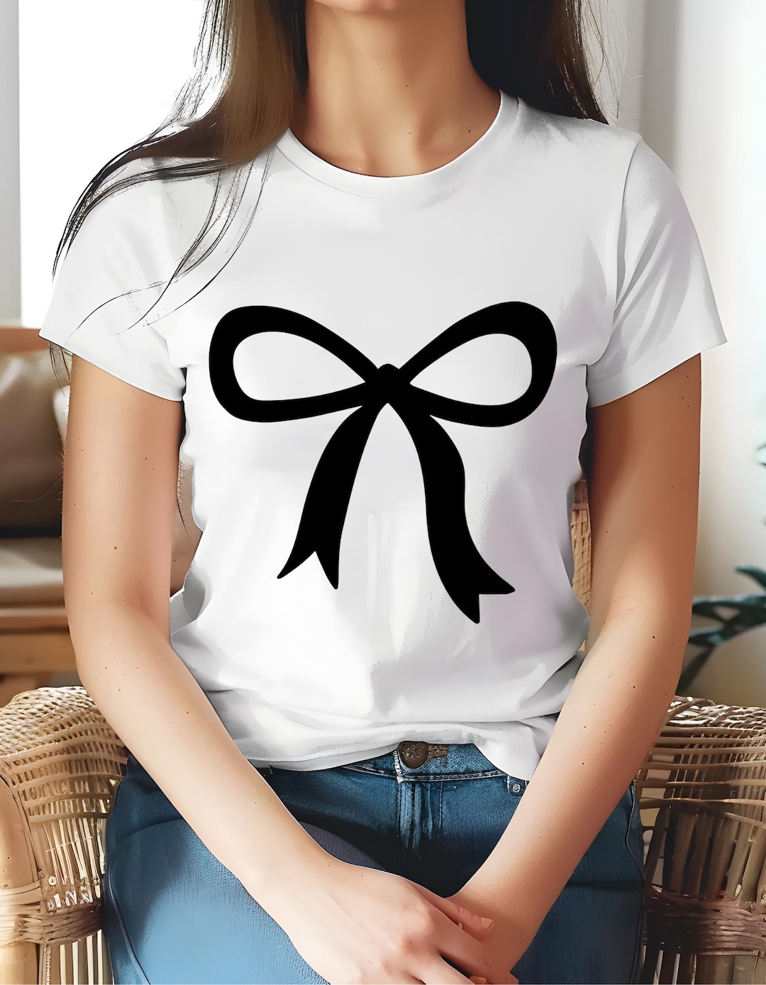 Cute Ribbon Bow Shirt, Coquette Bow T-shirt, Trendy Bow Tee, Gift for ...