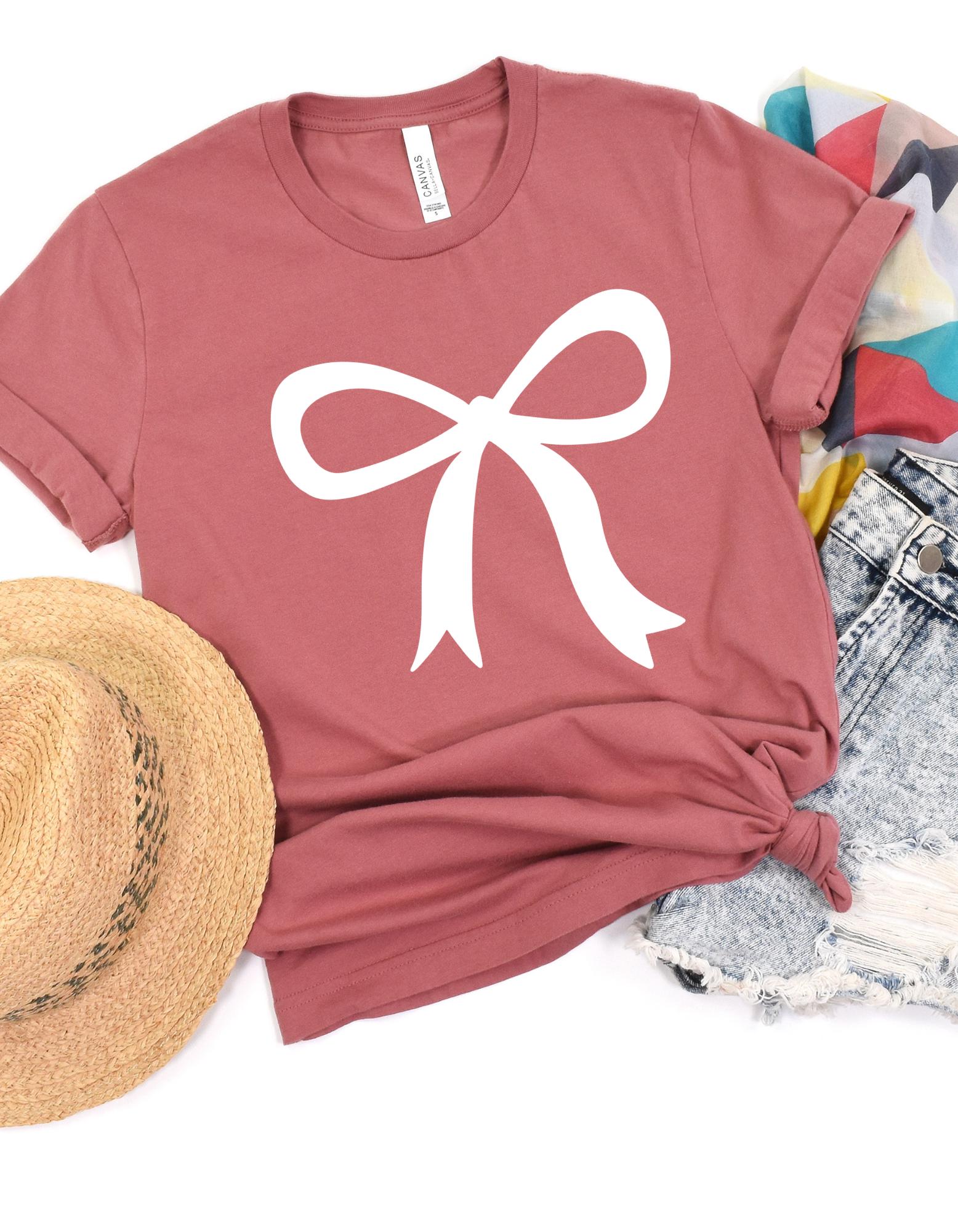 Cute Ribbon Bow Shirt, Coquette Bow T-shirt, Trendy Bow Tee, Gift for ...