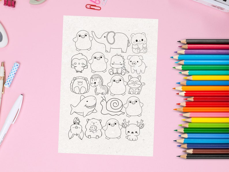 Cute Animal Coloring Page, Printable Coloring Page, Coloring Page for ...
