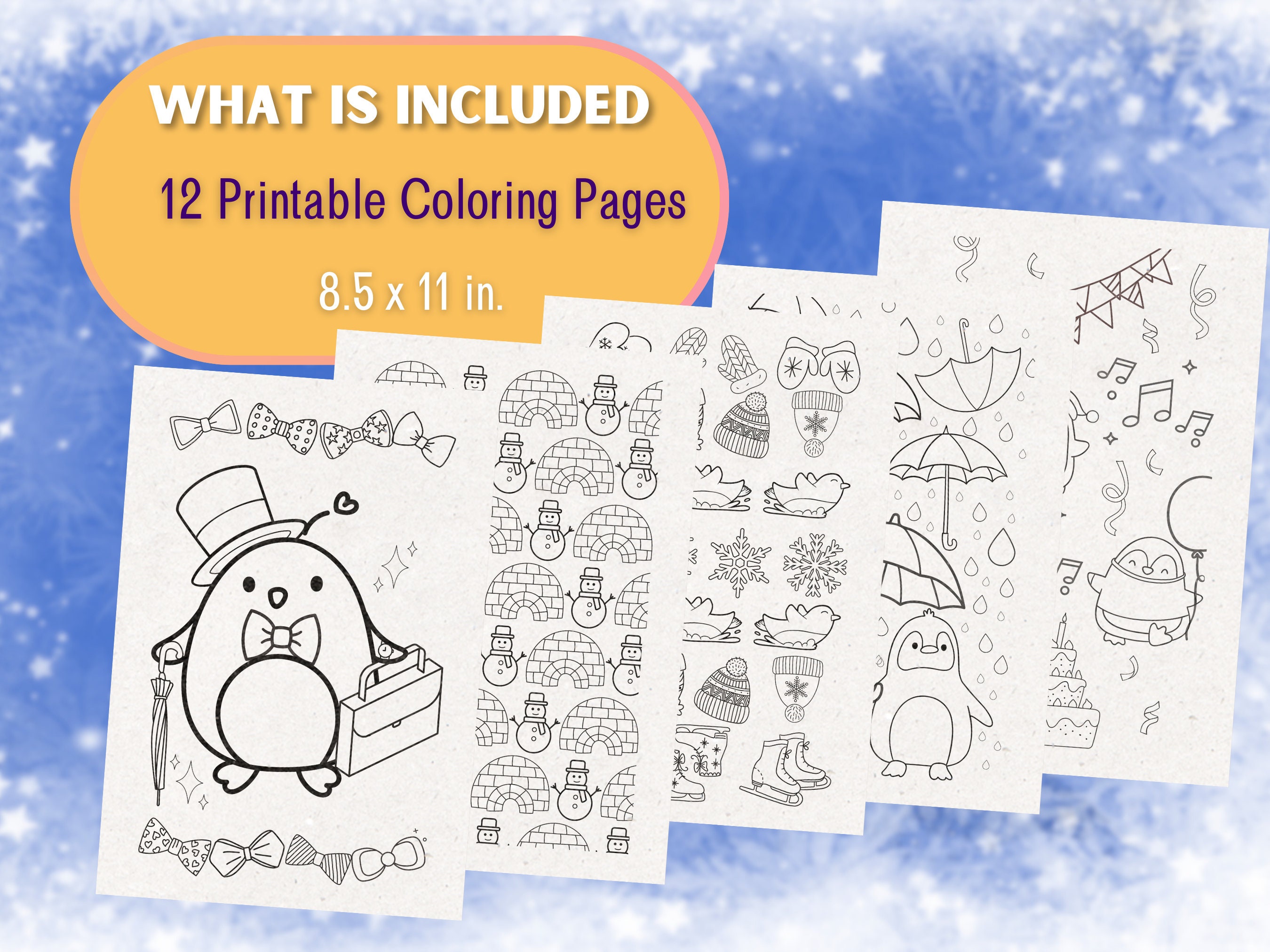12 Printable Penguin Coloring Pages Kids Festive Coloring Sheets ...