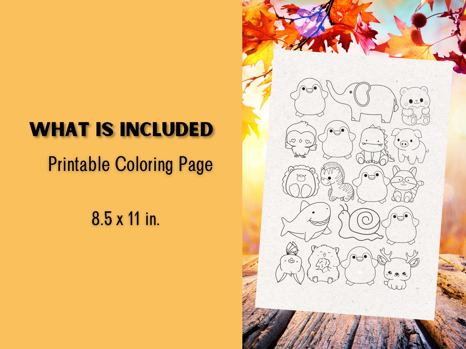 Cute Animal Coloring Page, Printable Coloring Page, Coloring Page for ...
