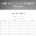 Sign up Sheet Template Fully-editable in Canva Printable Sign up Form ...