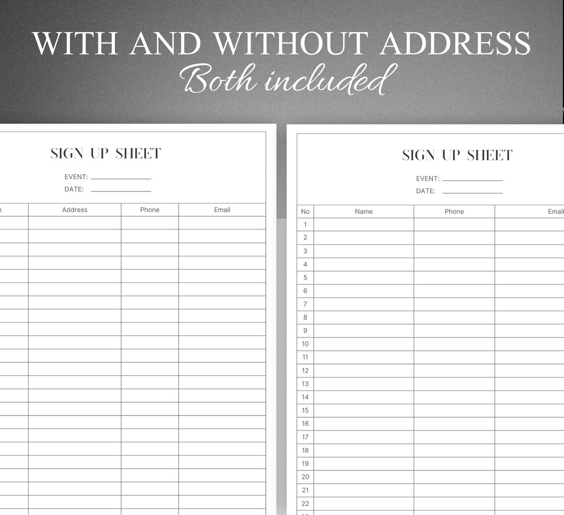Sign up Sheet Template Fully-editable in Canva Printable Sign up Form ...