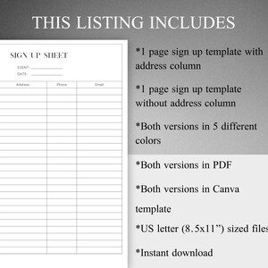 Sign up Sheet Template Fully-editable in Canva Printable Sign up Form ...