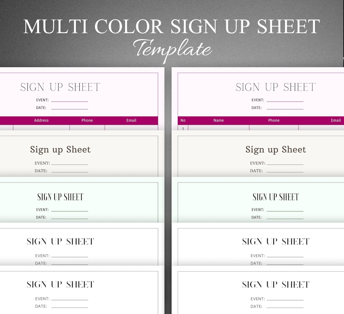 Sign up Sheet Template Fully-editable in Canva Printable Sign up Form ...