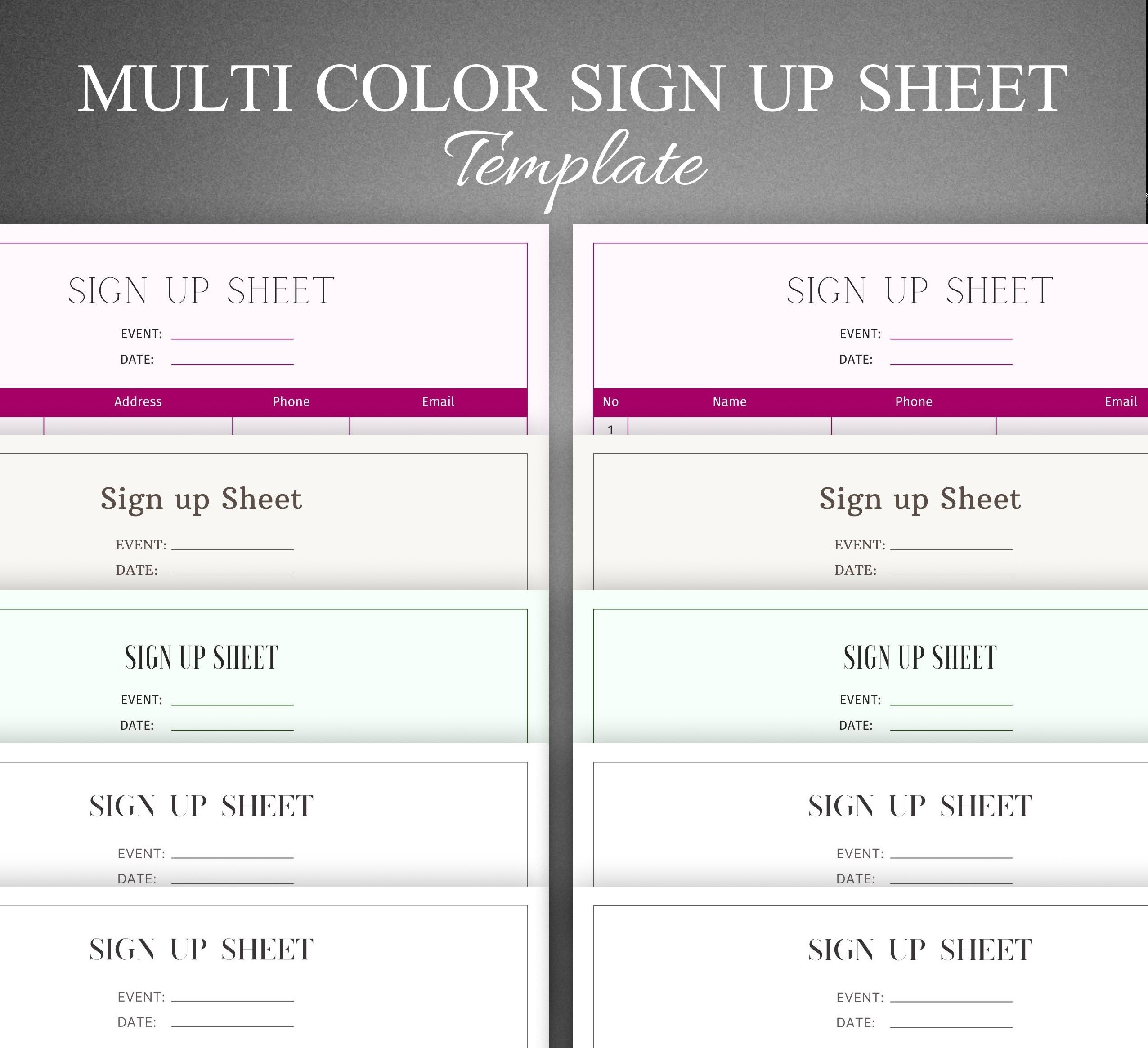 Sign up Sheet Template Fully-editable in Canva Printable Sign up Form ...