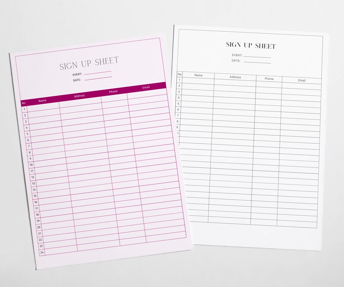 Sign up Sheet Template Fully-editable in Canva Printable Sign up Form ...