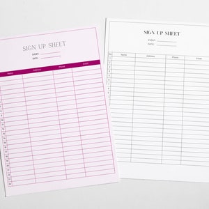 Sign up Sheet Template Fully-editable in Canva Printable Sign up Form ...