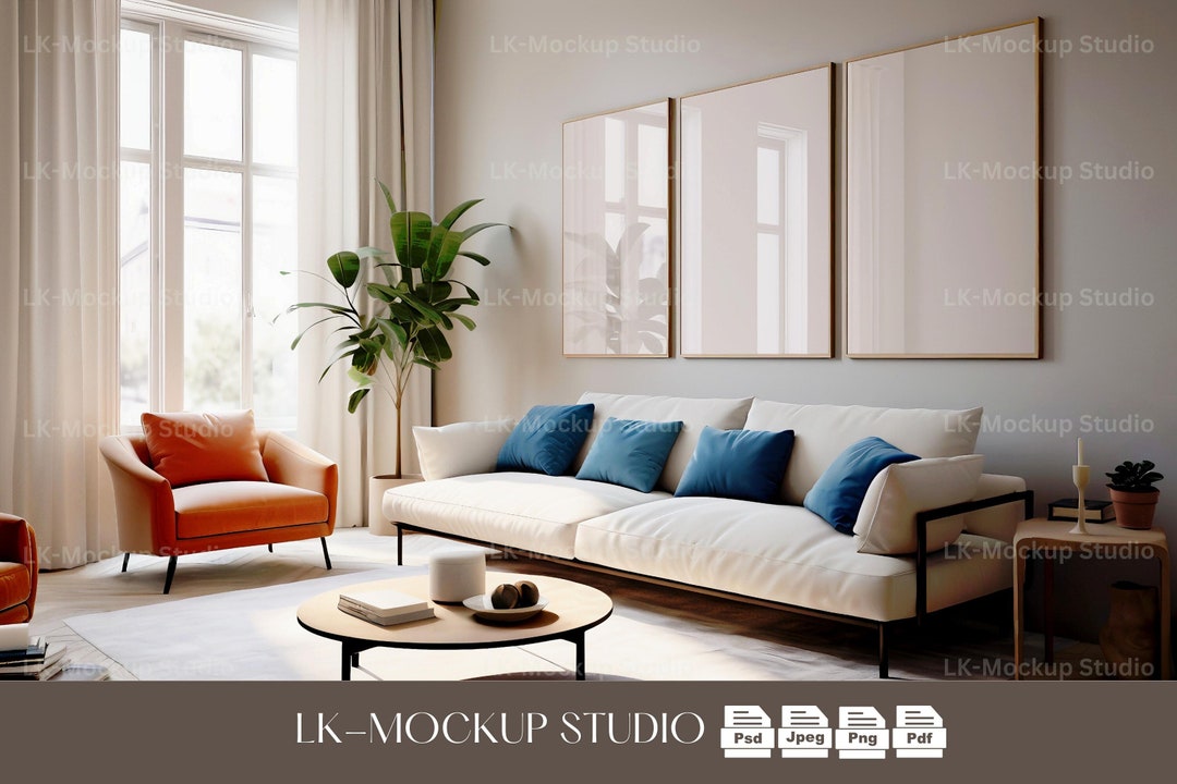 Mockup Wall Art Mock up Frame 3 Poster Set Wall Art Mockup Living Room ...