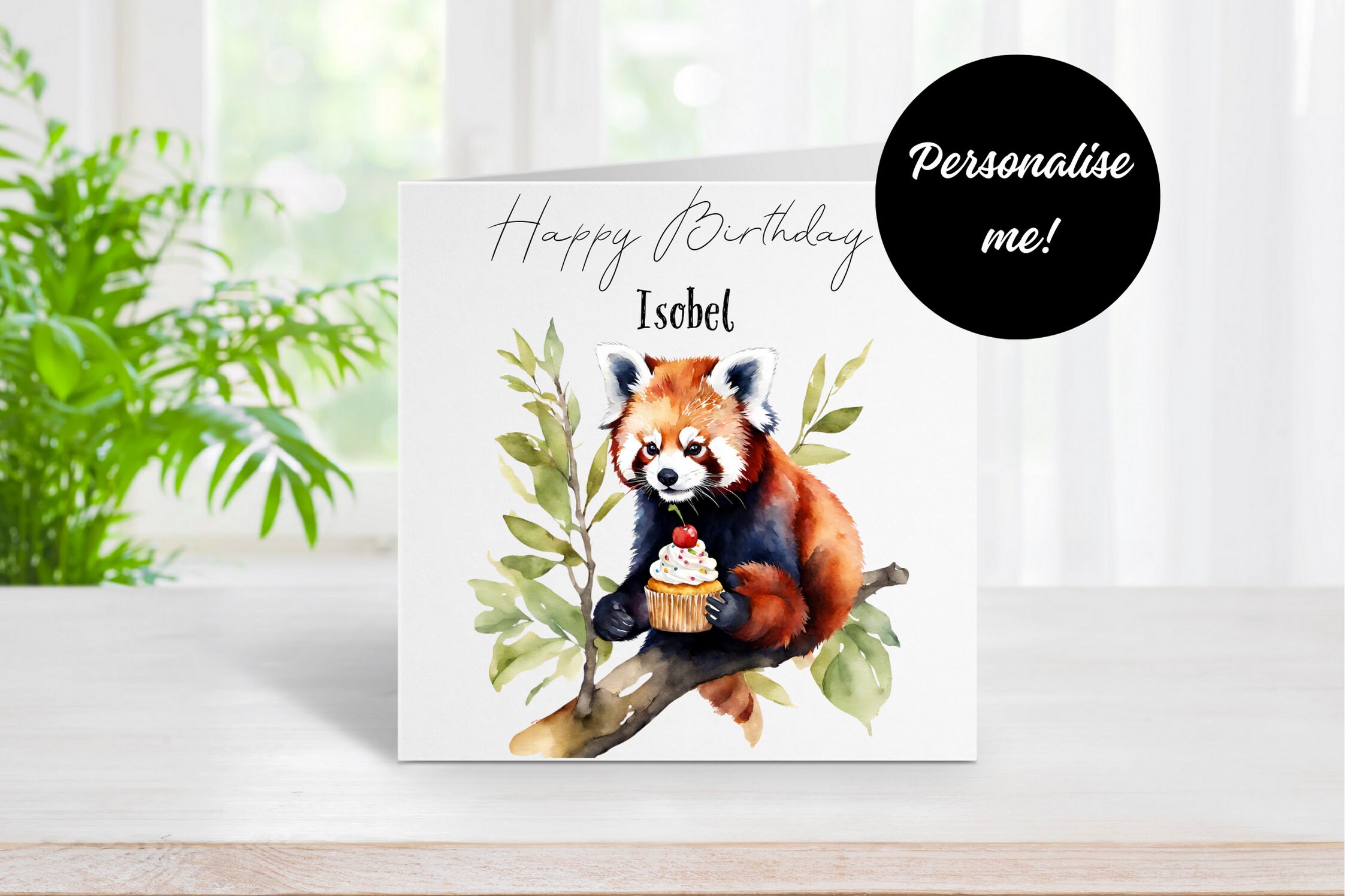 Personalised Red Panda Birthday Card Greetings Card Cute Card ...