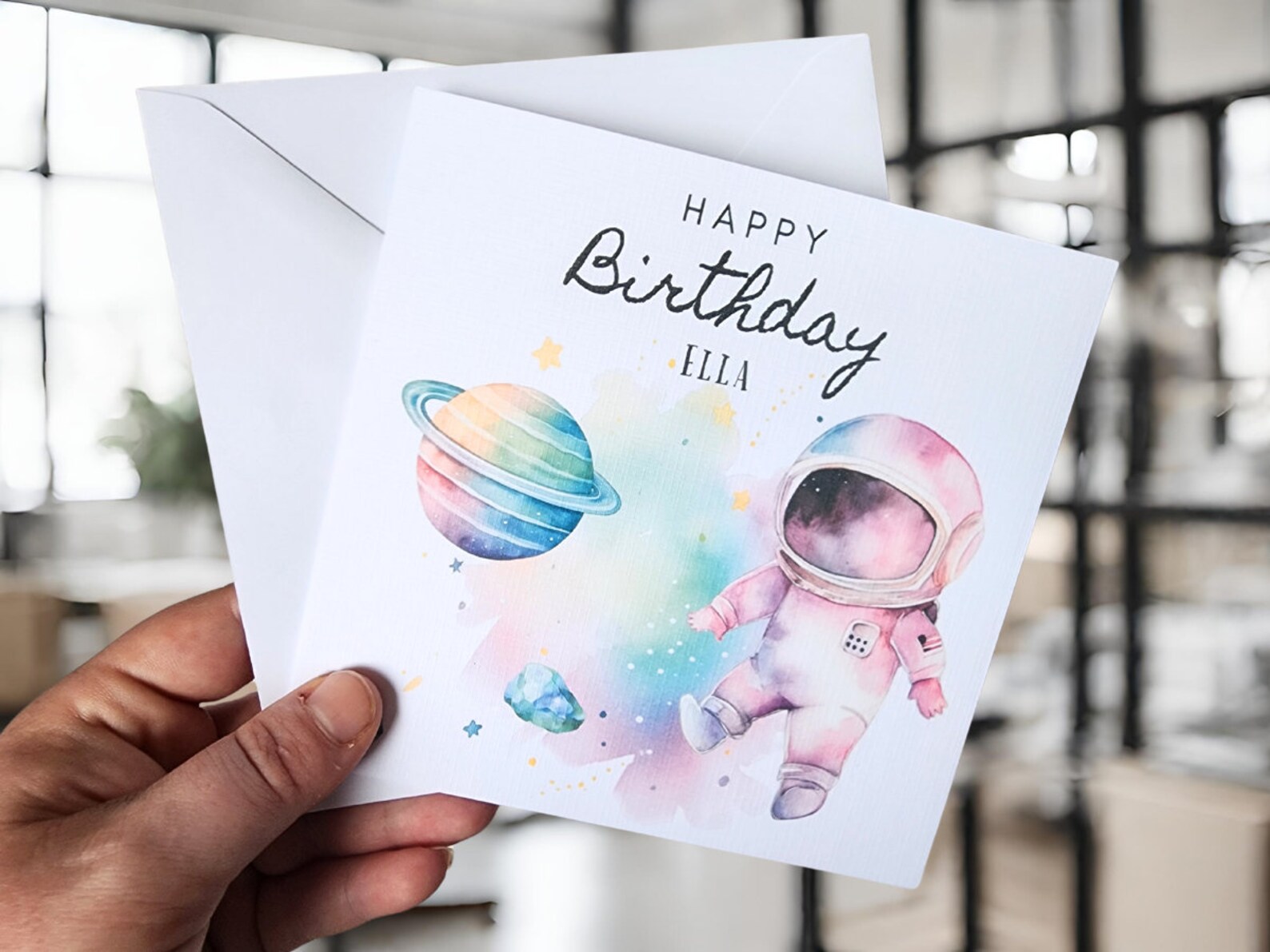 Personalised Space Birthday Card, Child's Greetings Card, Cute Spaceman ...