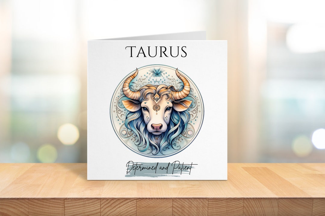 Zodiac Taurus Blank Birthday Card, Star Sign Greetings Card, Tarot ...