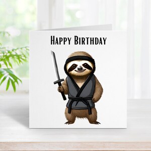 Personalised Ninja Sloth Birthday Card Spy Karate Greetings Card Cute ...