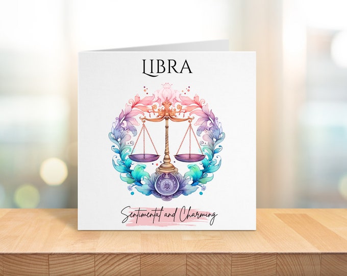 Zodiac Libra Blank Birthday Card, Star Sign Greetings Card, Tarot ...