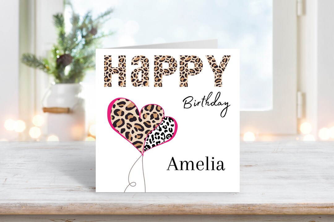 Personalised Leopard Print Birthday Card 21st 18th Greetings Card ...