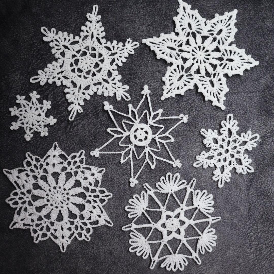 Set of 7 Crochet Snowflake Patterns / Snowflake Pattern Set ...