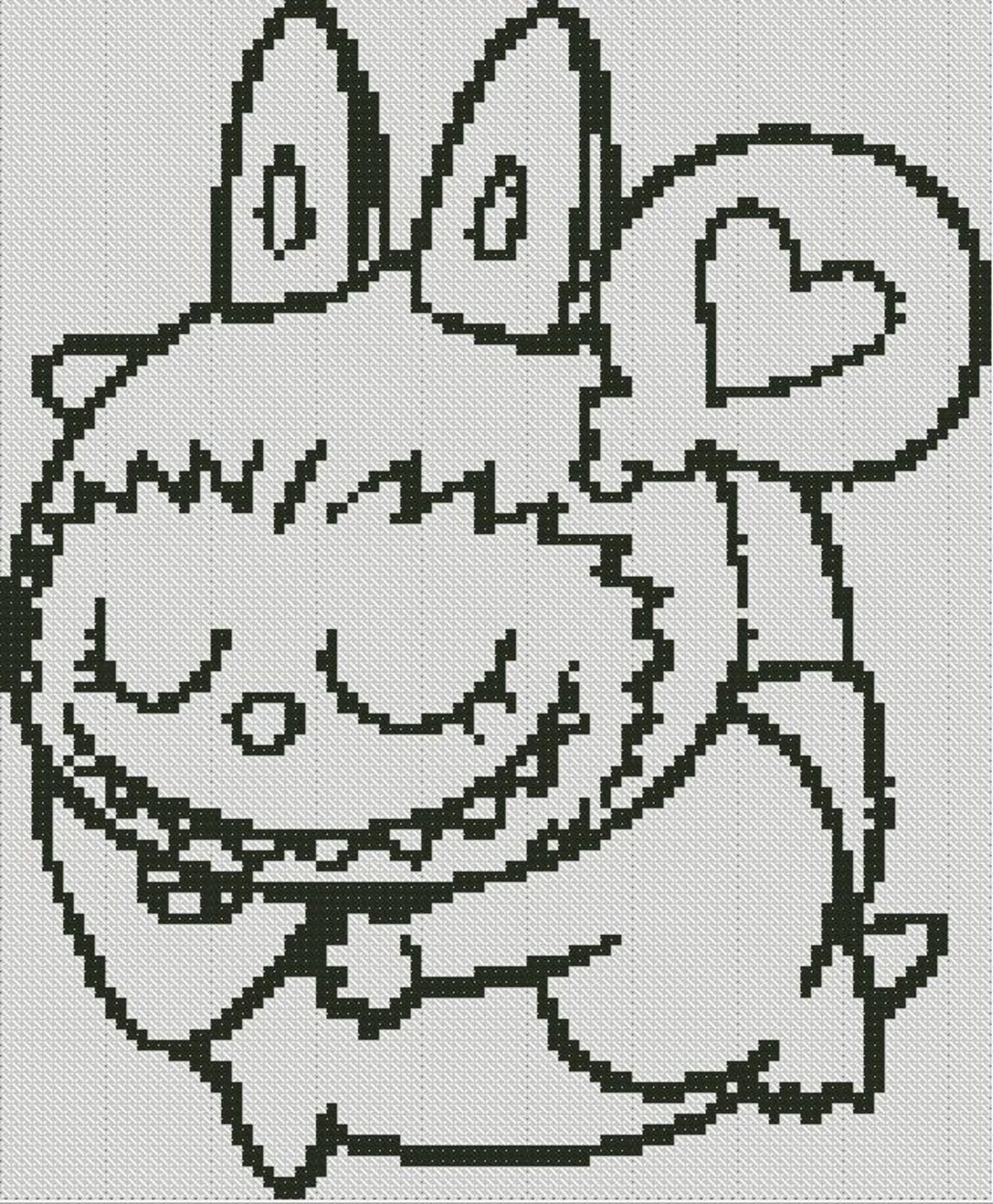 Labubu Cross Stitch Pattern | Cartoon With Heart (PDF + PNG) - Etsy