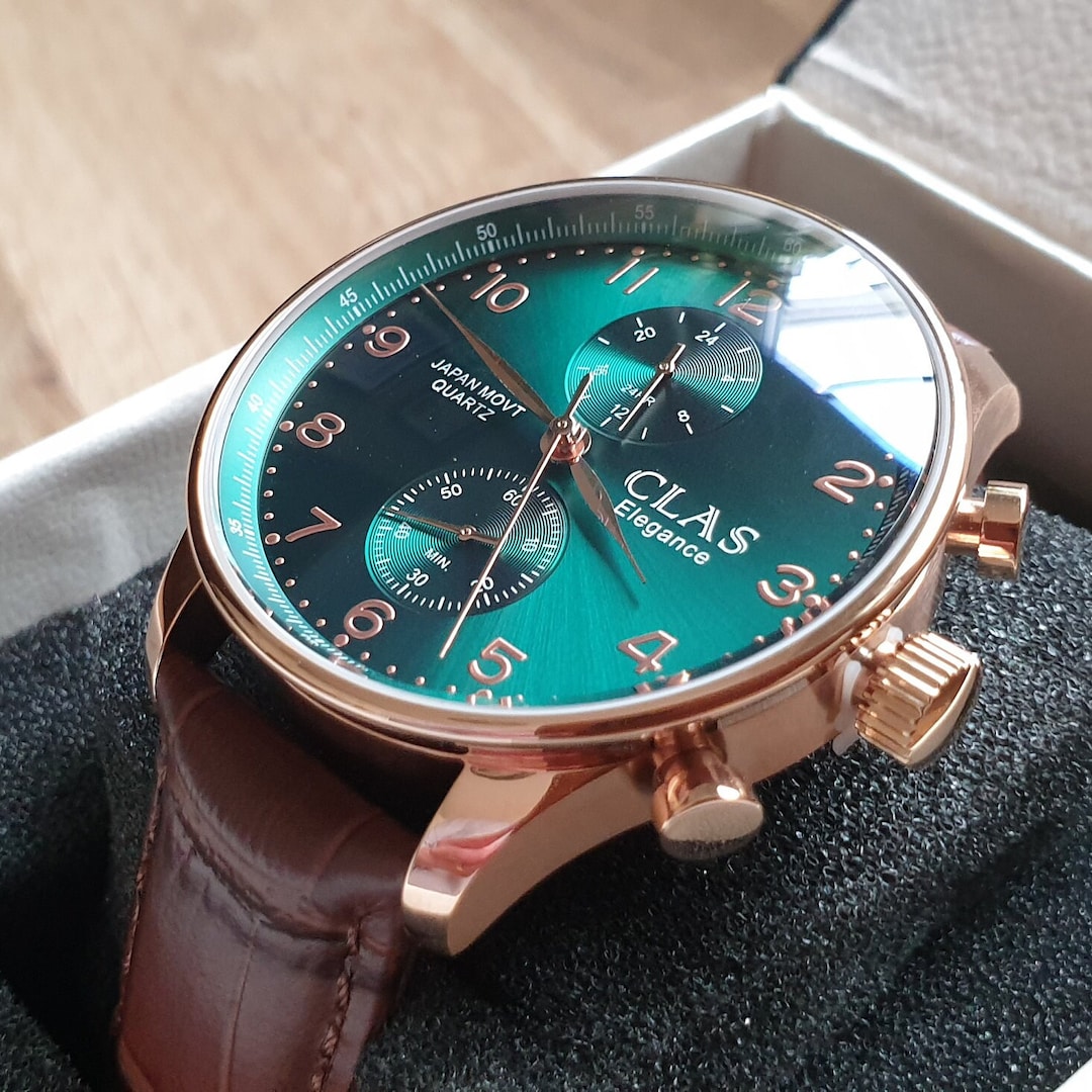 CLAS 41mm Dual Time Watch Green - CAN PERSONALISE! - Etsy