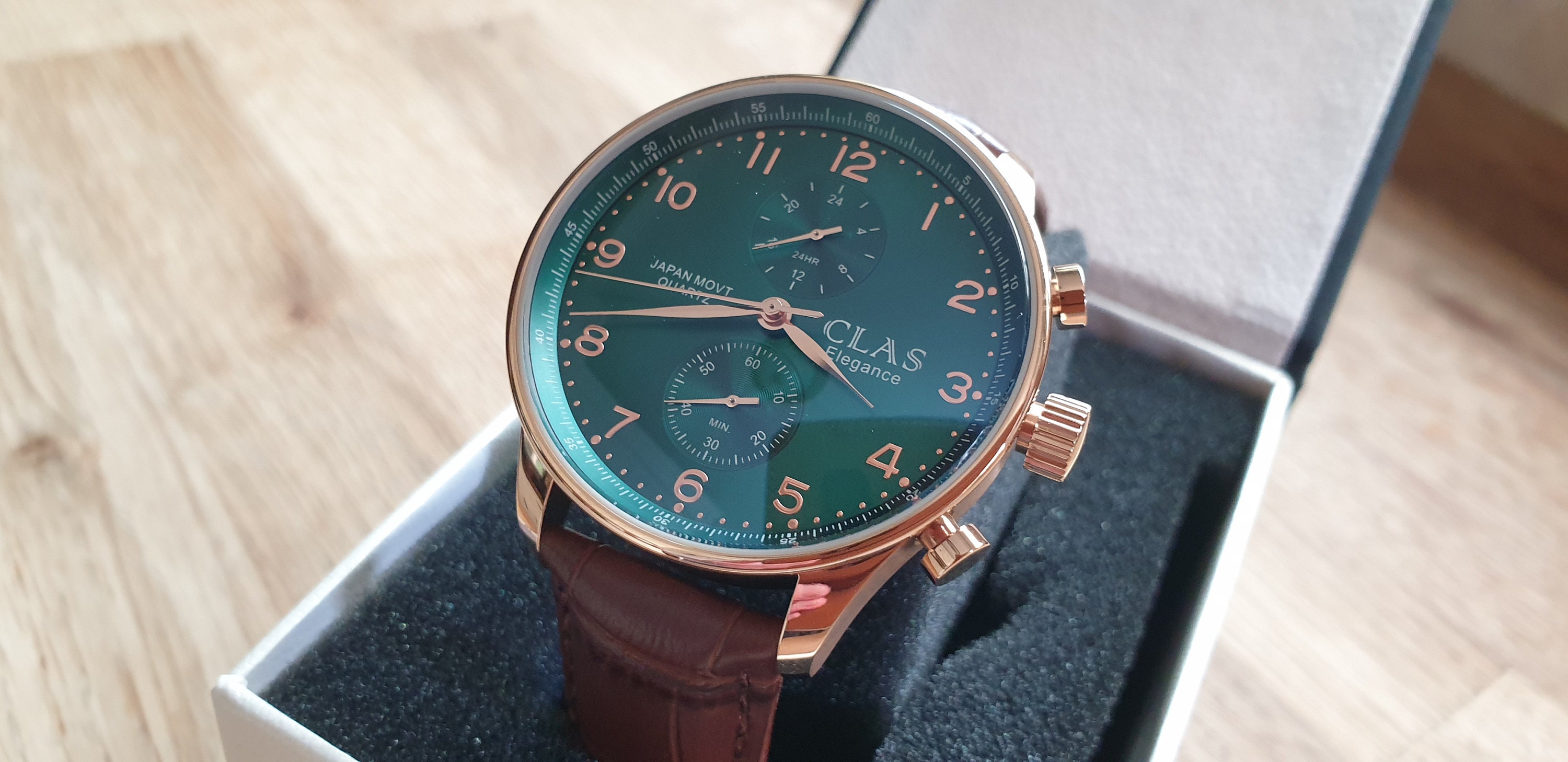 Engraved CLAS 41mm Dual Time Watch Green - CAN PERSONALISE - Etsy