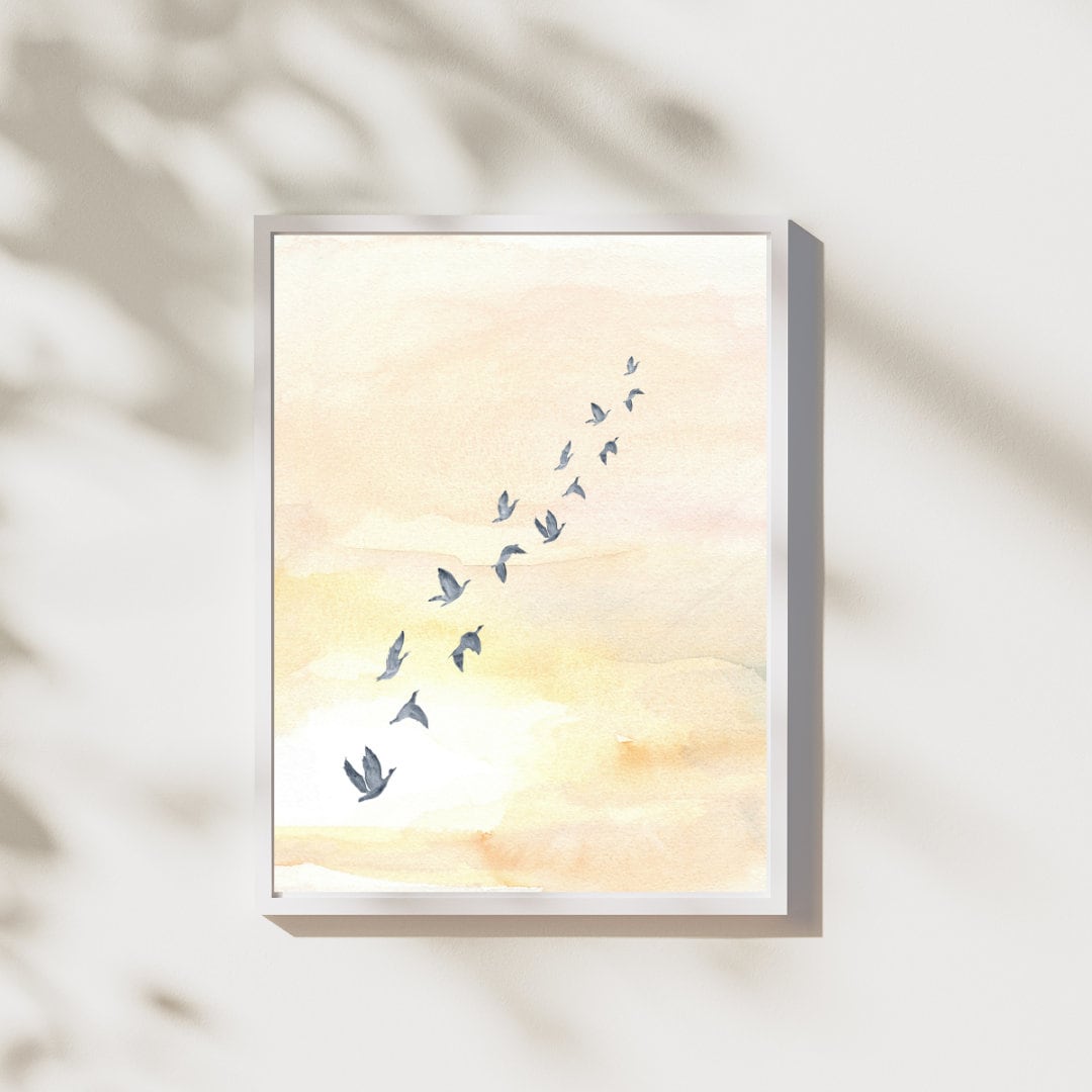 Flying Birds Wall Art Print, Birds in Flight Printable Wall Art, Water ...