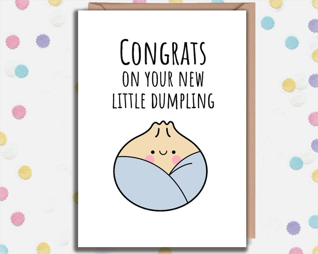 New Baby Card, Pregnancy Gift Card, Pregnant Card, Dumpling Card, Baby ...