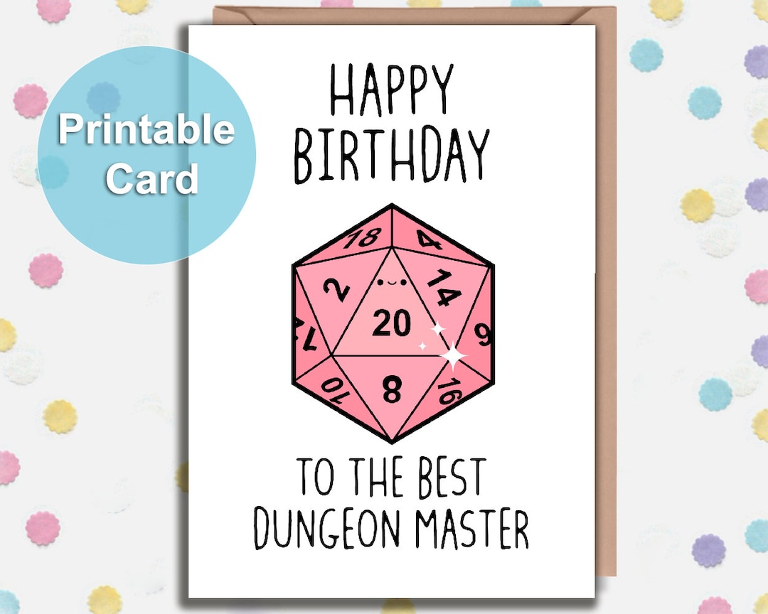 PRINTABLE Card, Dnd Birthday Card, Natural D20, Dungeon Master Card ...