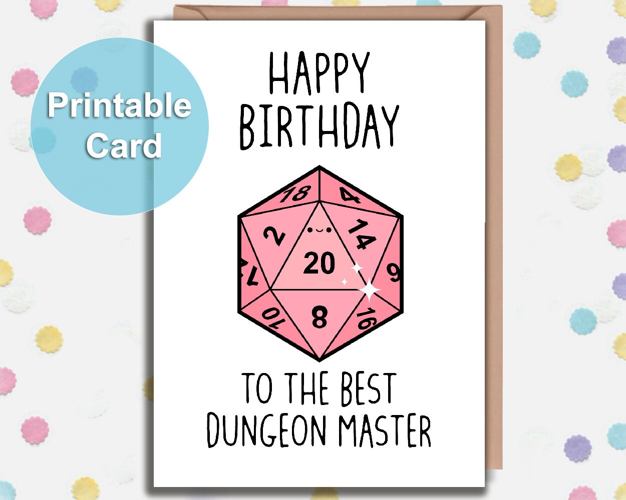 PRINTABLE Card, Dnd Birthday Card, Natural D20, Dungeon Master Card ...
