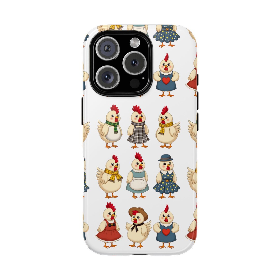 Dressed Chickens Pattern Phone Case | Whimsical Cottagecore Design - Etsy