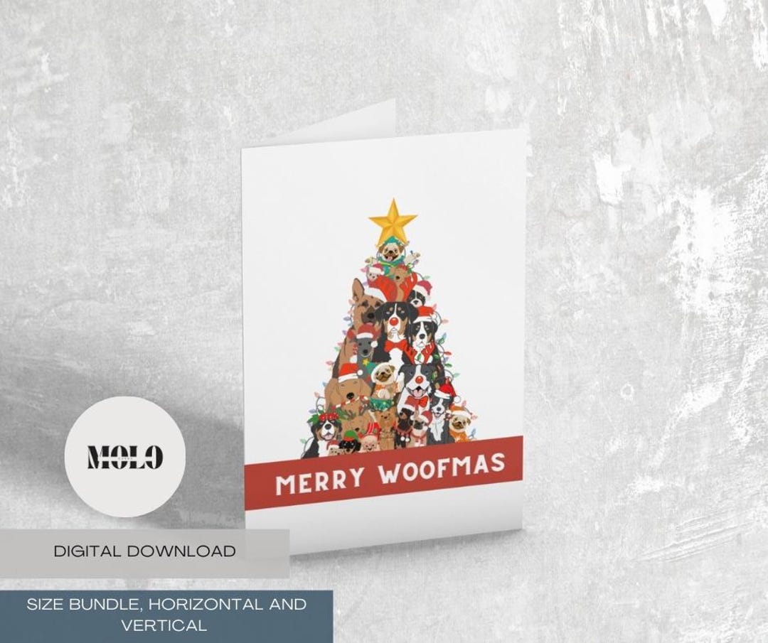 Merry Woofmas Dog Christmas Tree Downloadable Digital Christmas Card ...