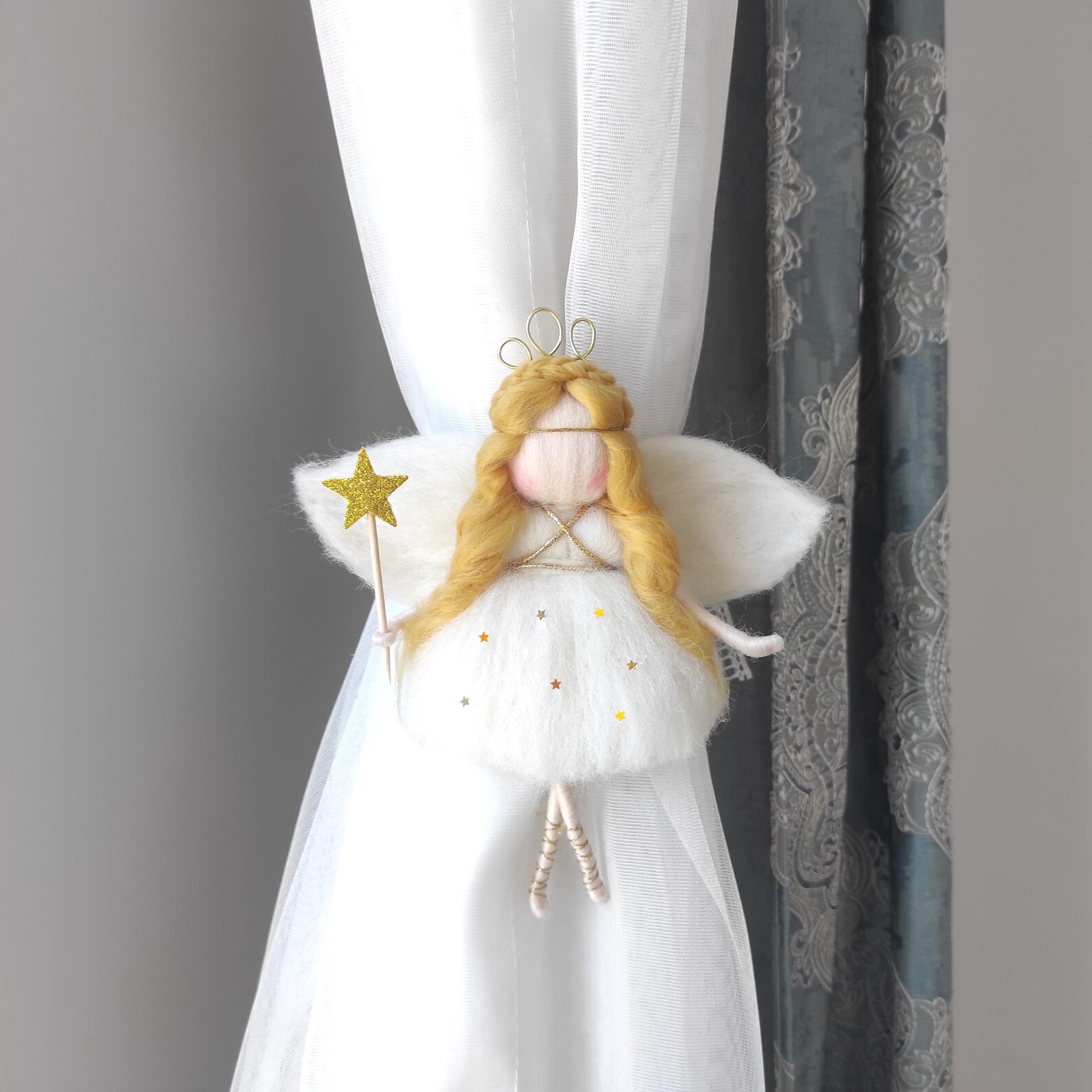 Needle Felt Fairy Curtain Decor Waldorf Inspired Nursery Decor Wool ...