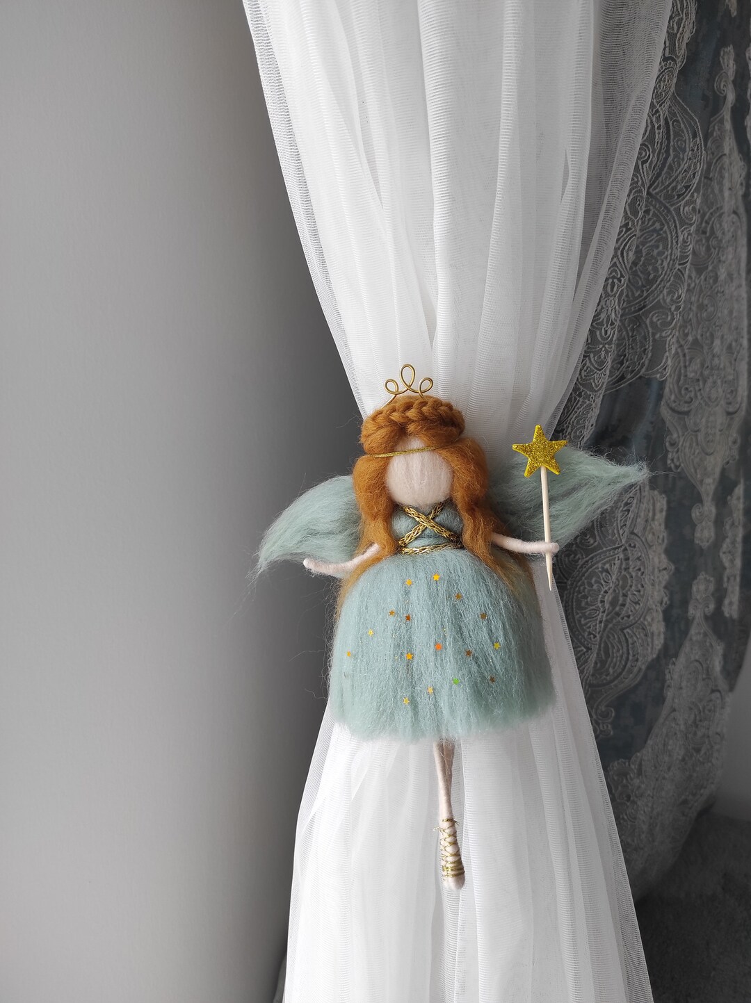 Needle Felt Fairy Curtain Decor Waldorf Inspired Nursery Decor Wool ...