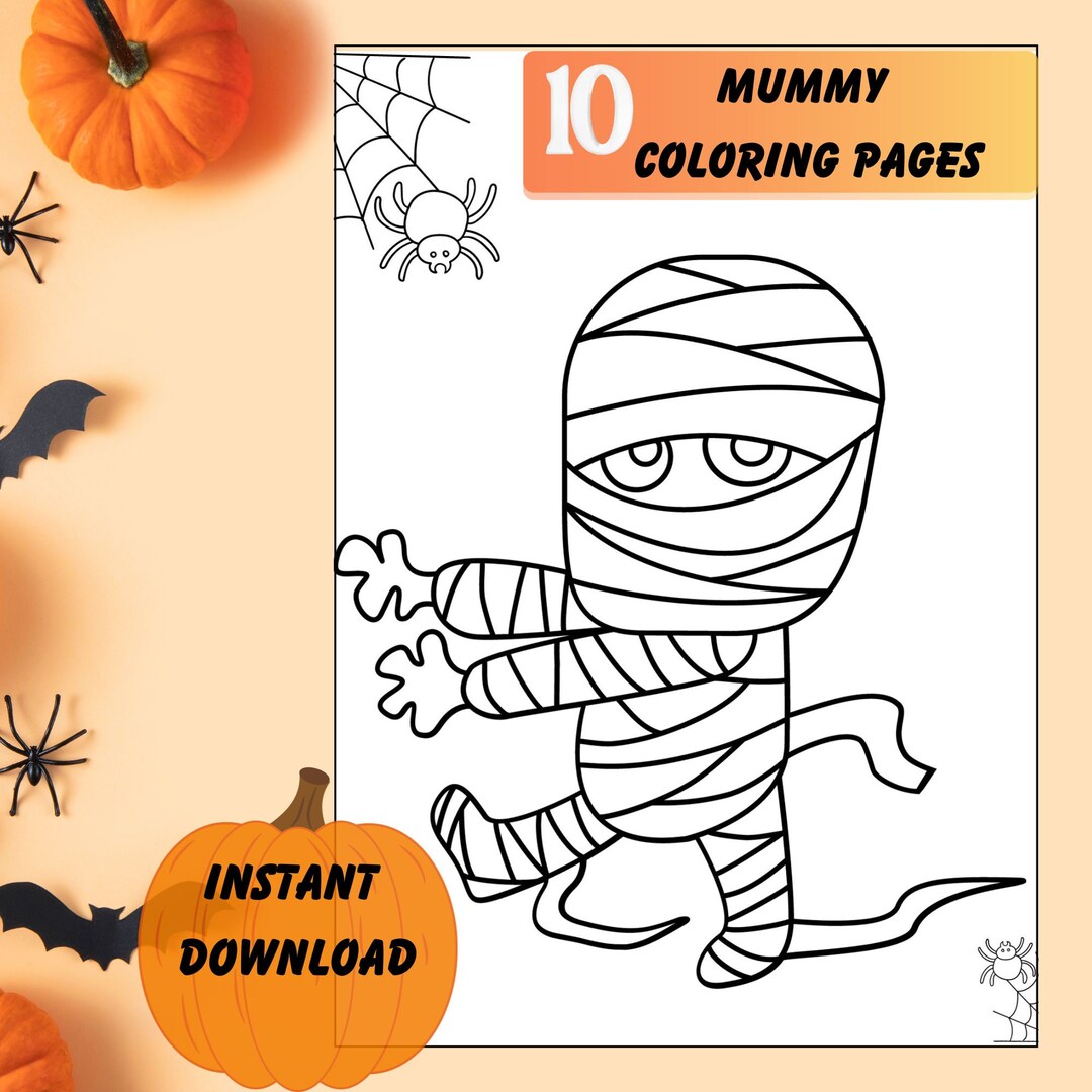 Mummy Coloring Pages Ten Different Mummies for Coloring Fun - Etsy