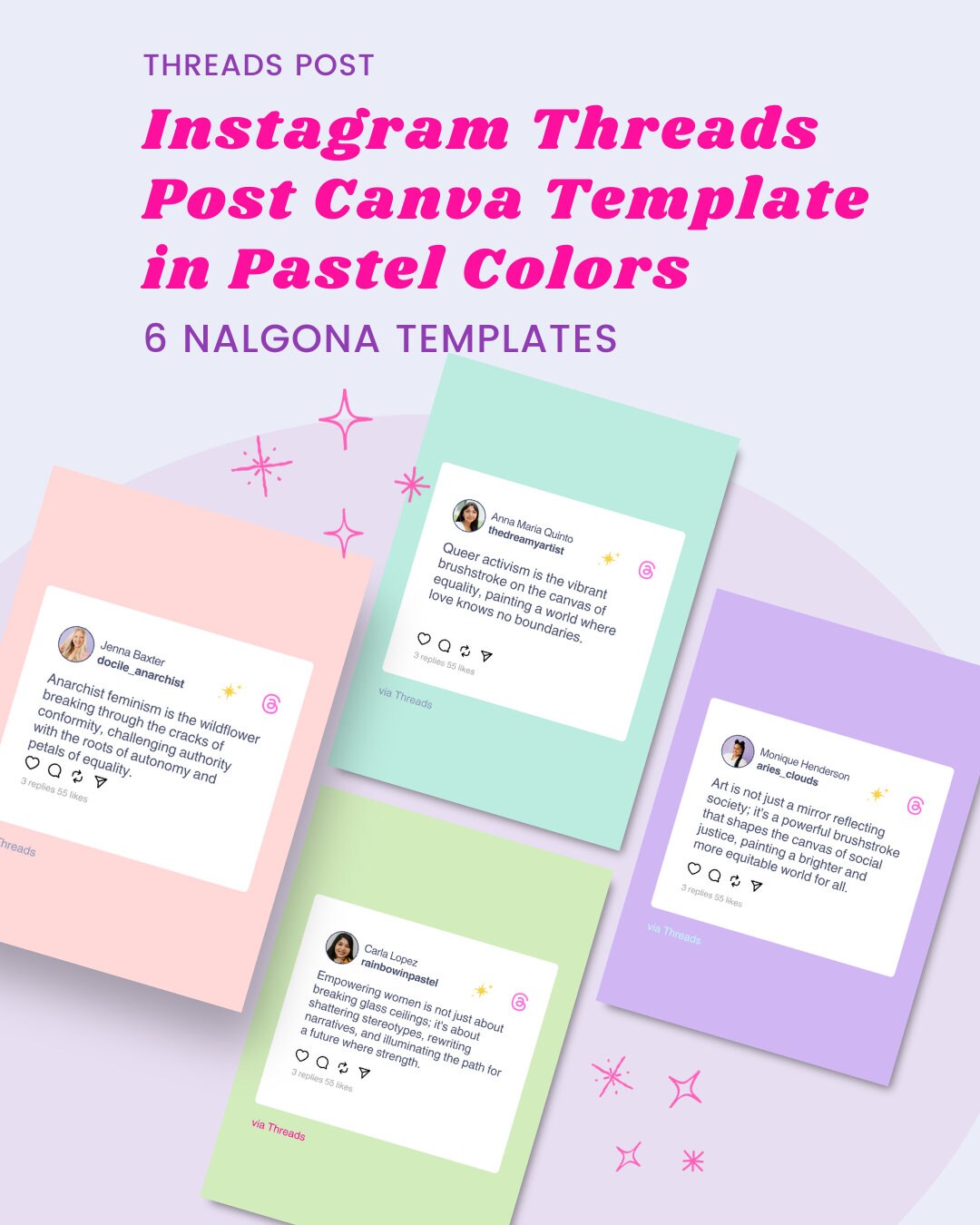Instagram Threads Post Pastel Template Canva Template to Share Threads ...