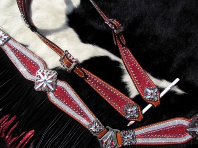 Silver Red Fringe Breast Collar Set - Etsy