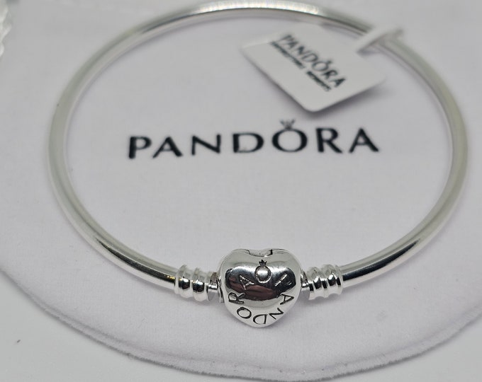Authentic Pandora Bracelets, Pandora Silver OPEN BANGLE With Silicone ...