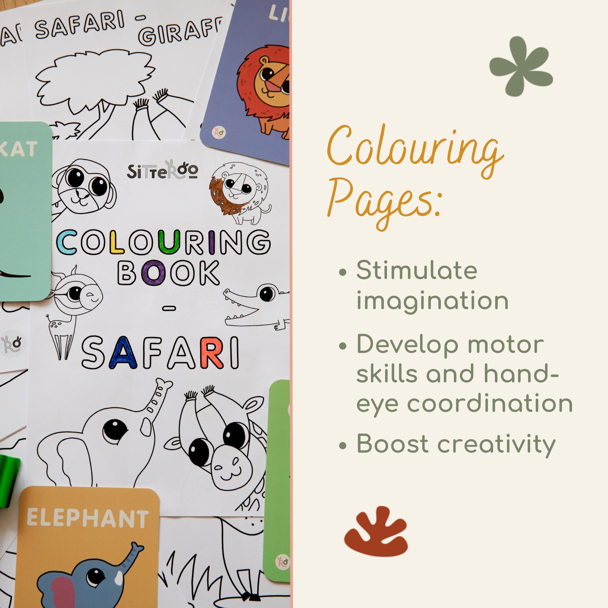 Safari Animal Colouring,wildlife Art for Kids,zoo Animal Coloring ...