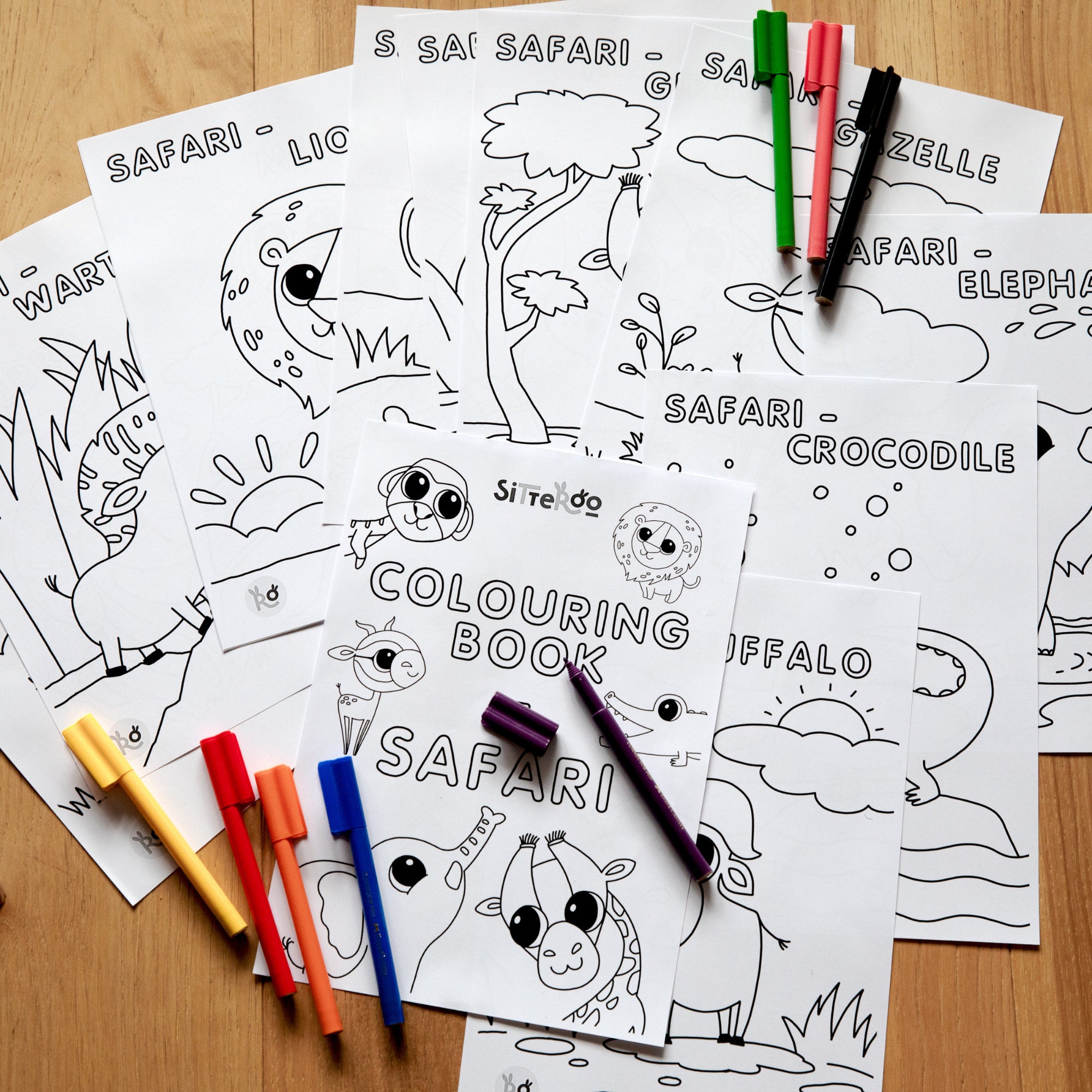 Safari Animal Colouring,wildlife Art for Kids,zoo Animal Coloring ...