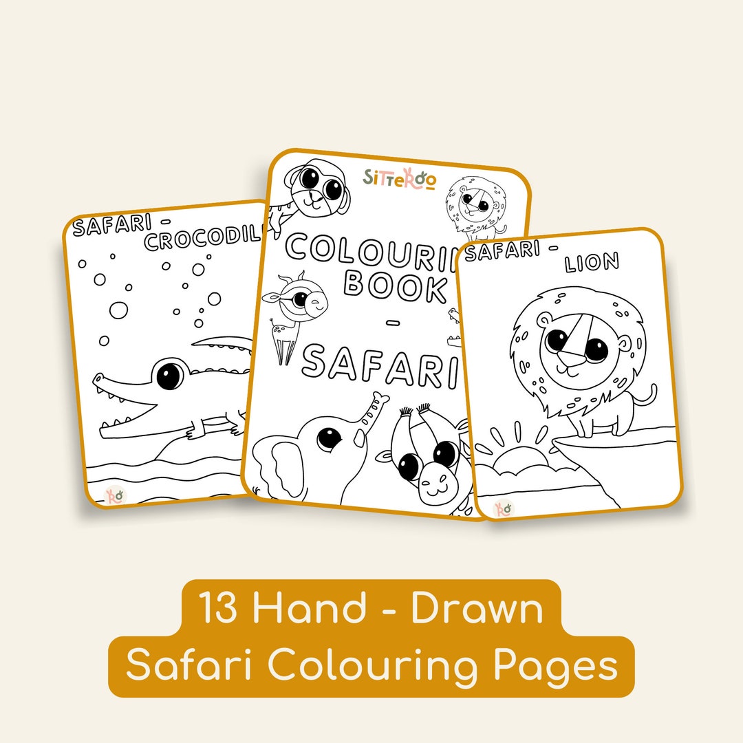 Safari Animal Colouring,wildlife Art for Kids,zoo Animal Coloring ...