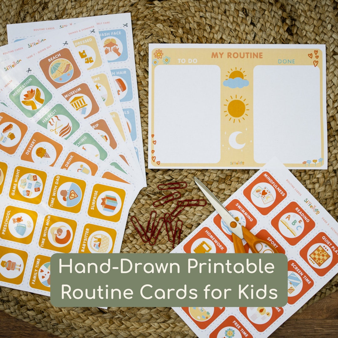 Kids Daily Routine Cards, Hand-drawn Visual Schedule (digital Download ...