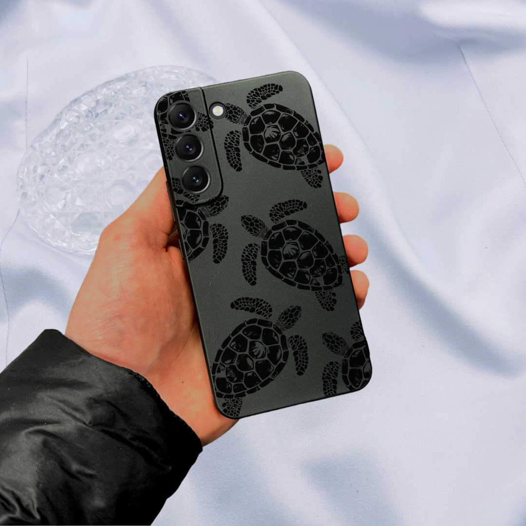 Turtle Print Black Phone Case for Samsung Galaxy S25 S24 S23 S22 S21 ...