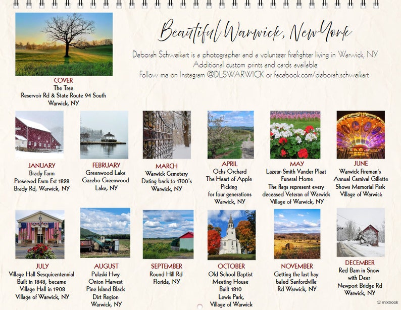 2024 Calendar Photo Spiral Wall Calendar of Scenic Warwick in Orange ...