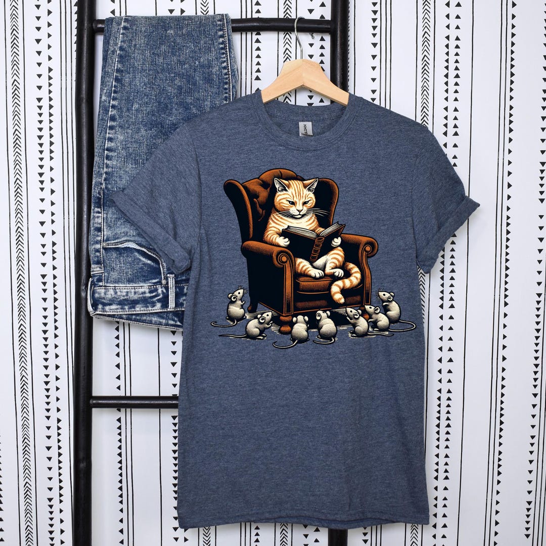 Cat Reading A Book to Mice T Shirt Cat and Mouse Storytime - Etsy